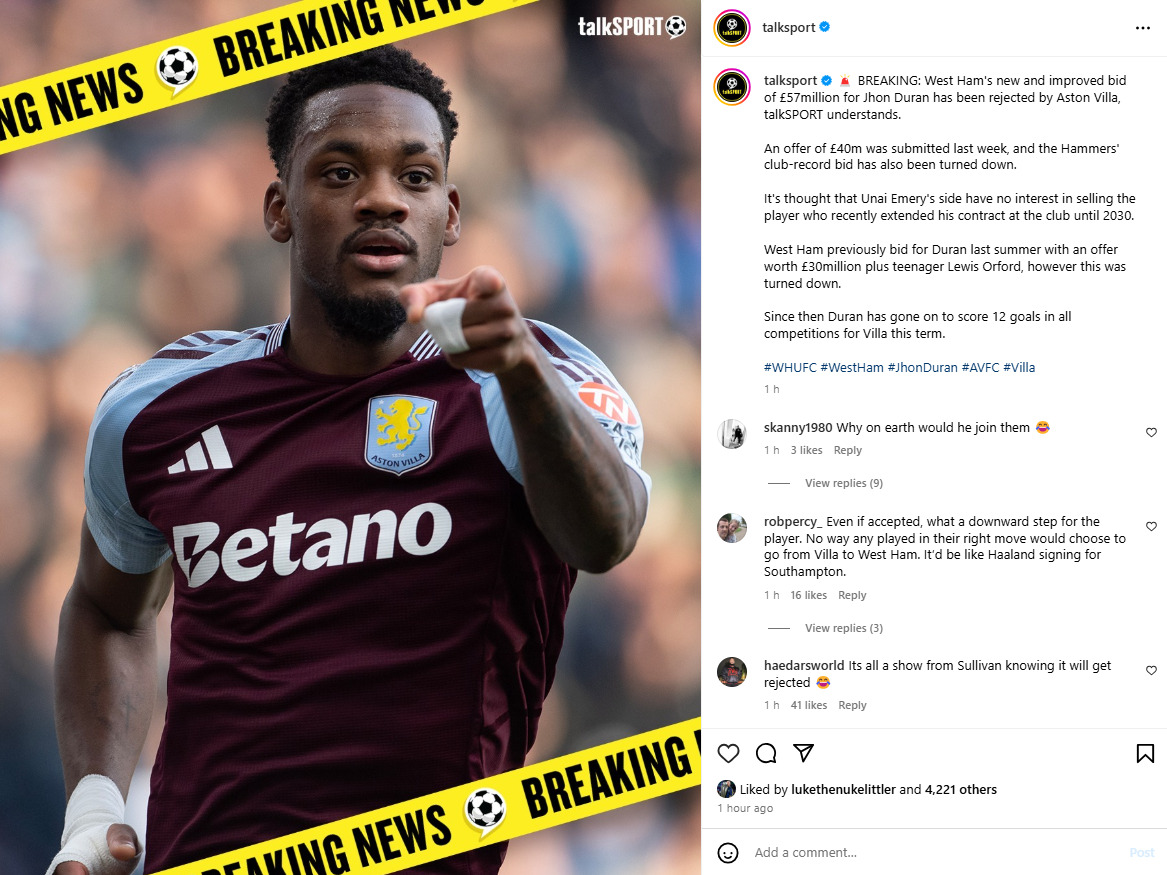 Luke Littler reacts as new Jhon Duran transfer update emerges at Aston ...