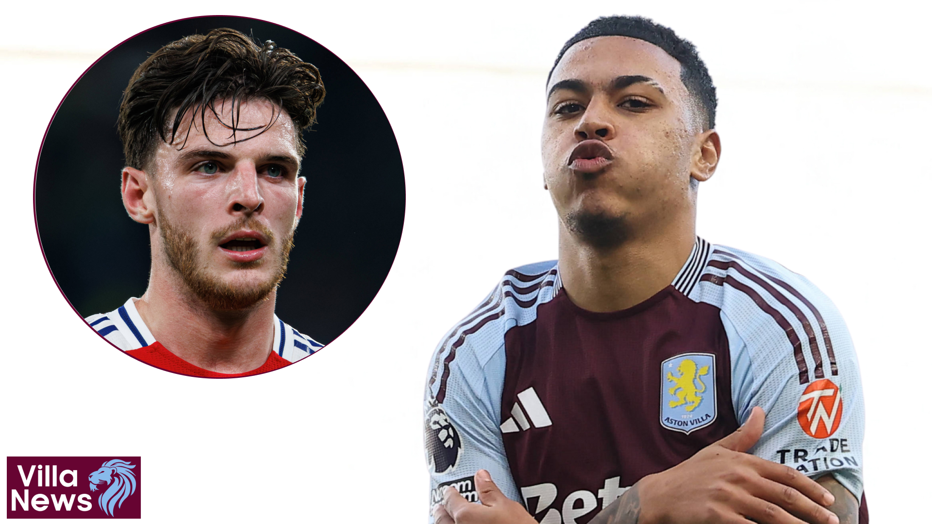 Declan Rice reacts as Morgan Rogers sends two-word message after Aston ...
